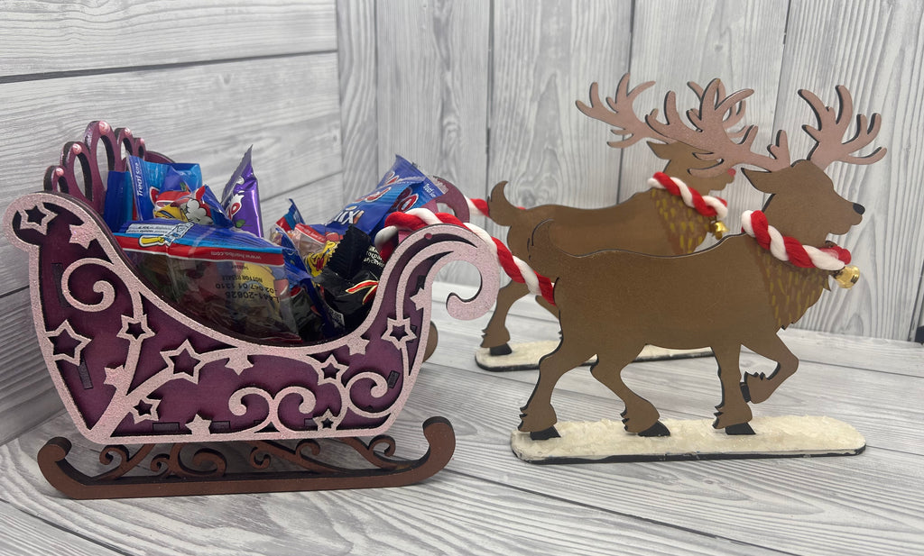 MDF reindeer sleigh in choice of 2 – Glitzcraft