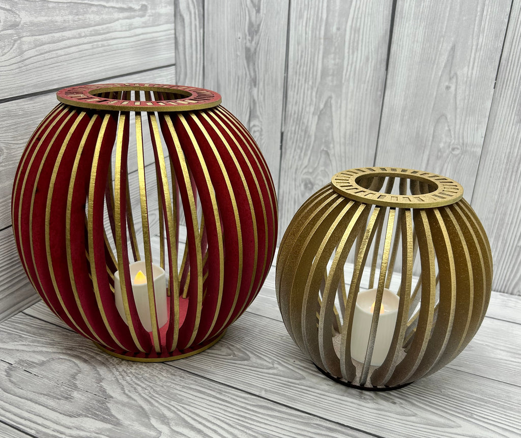 set of 2 MDF Ball shaped candle holders – Glitzcraft