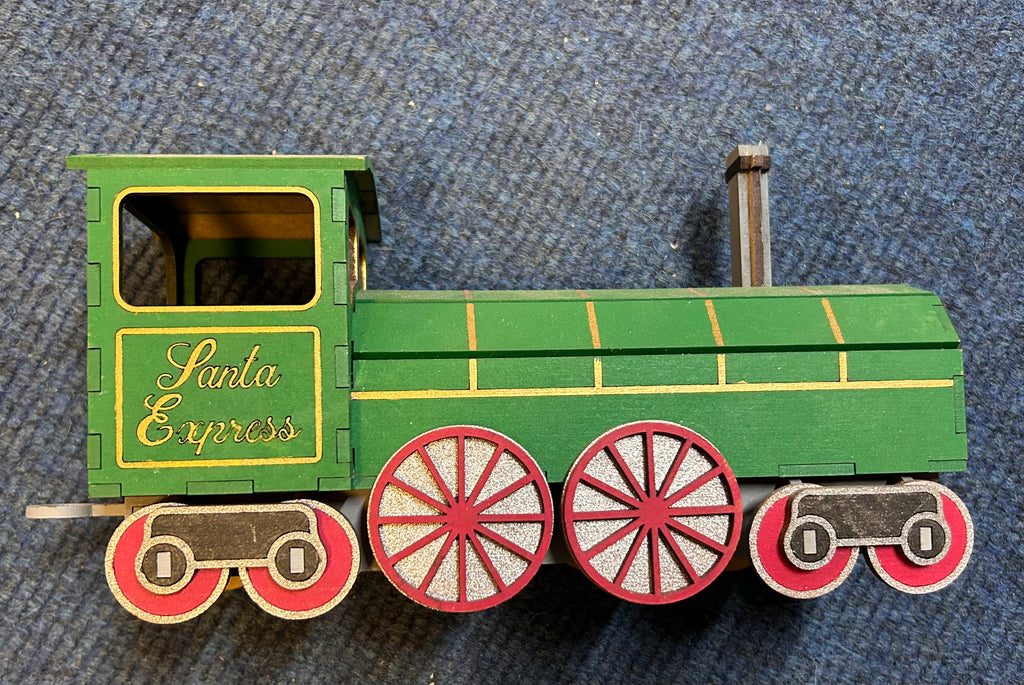 MDF finished sample, train and carriage – Glitzcraft