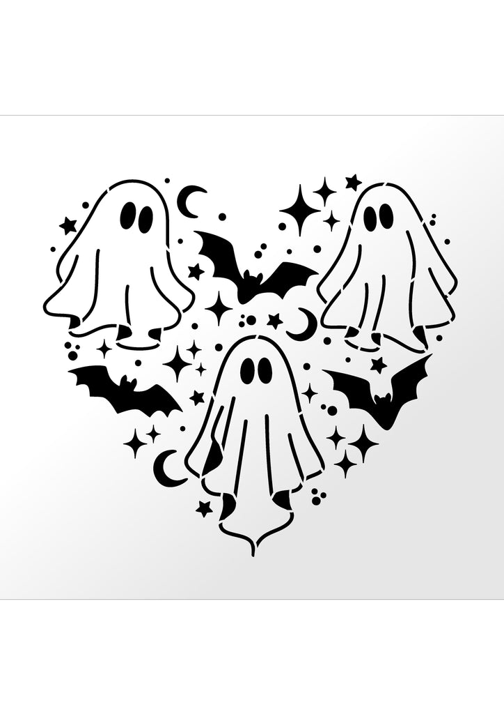 HALLOWEEN - Ghosts and Bats Heart Stencil – Glitzcraft