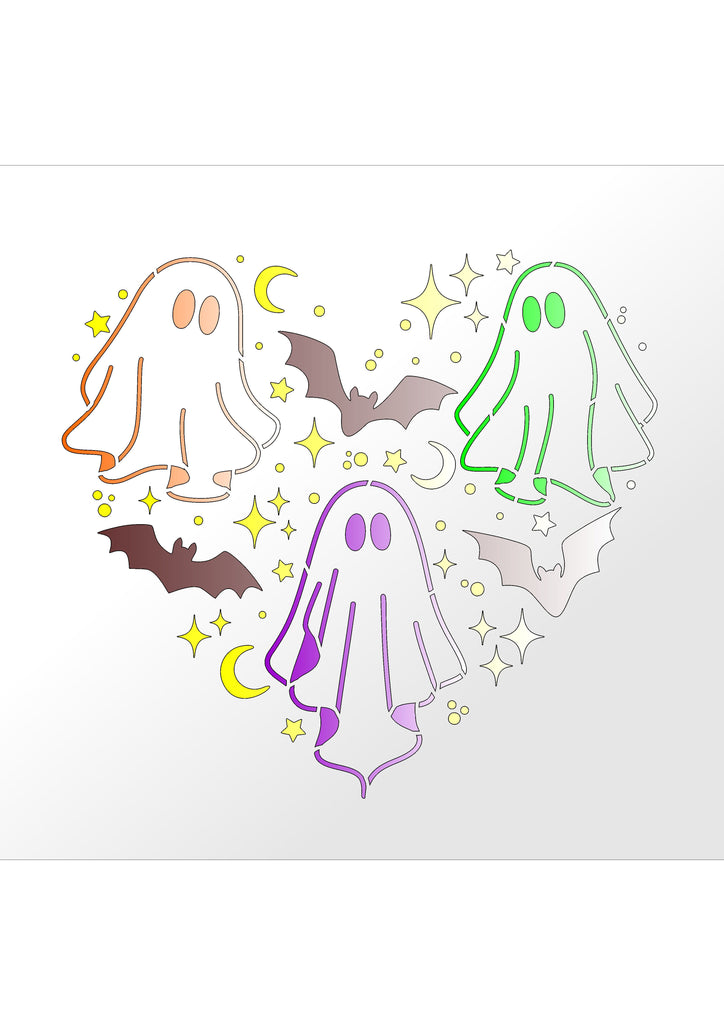 HALLOWEEN - Ghosts and Bats Heart Stencil – Glitzcraft