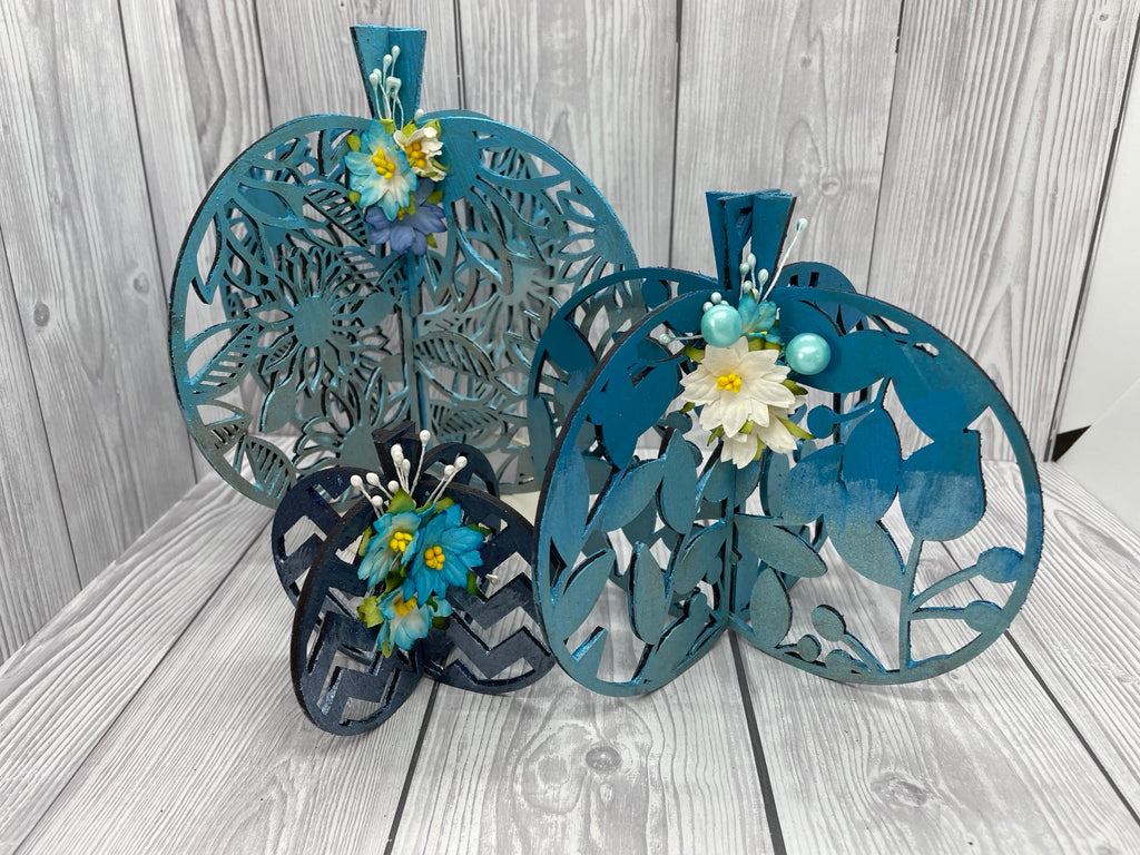 MDF set of 3 Daisy Pumpkins – Glitzcraft