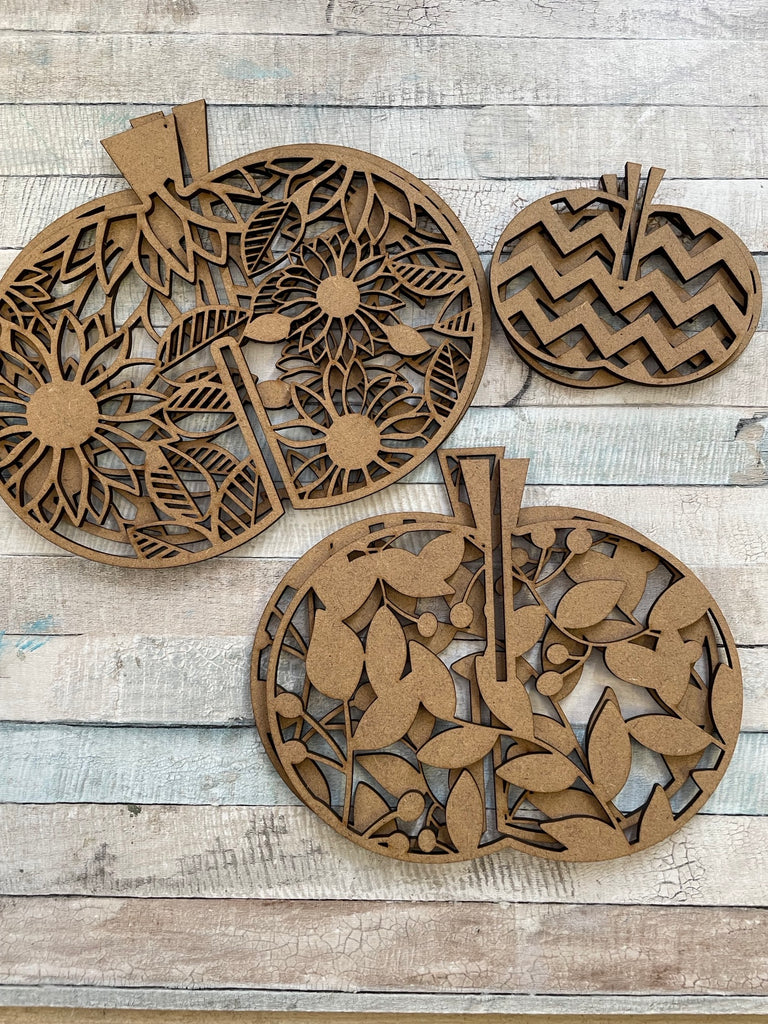 MDF set of 3 Daisy Pumpkins – Glitzcraft