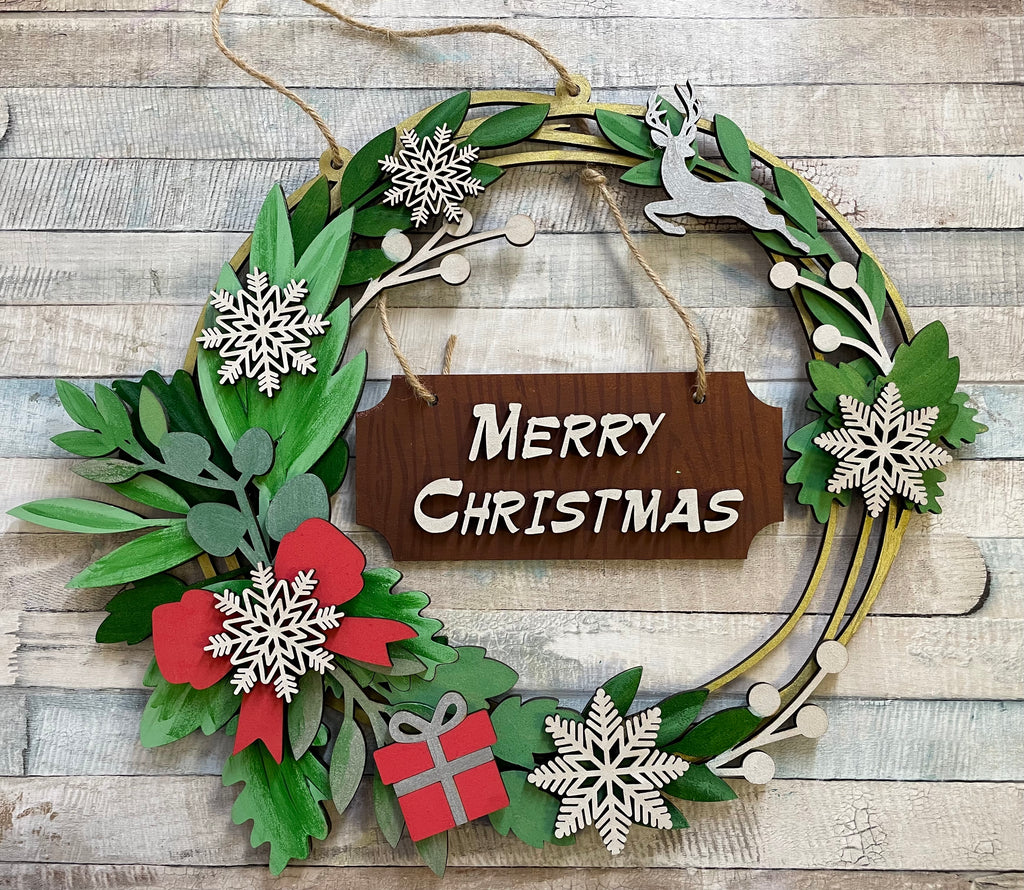 MDF merry Christmas wreath – Glitzcraft