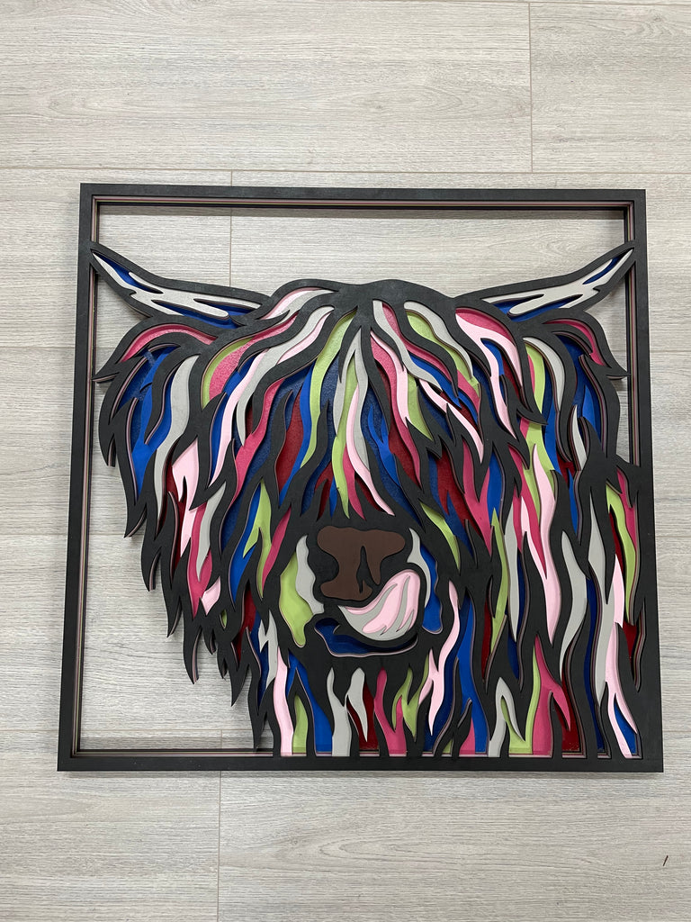 MDF highland cow multi layered – Glitzcraft