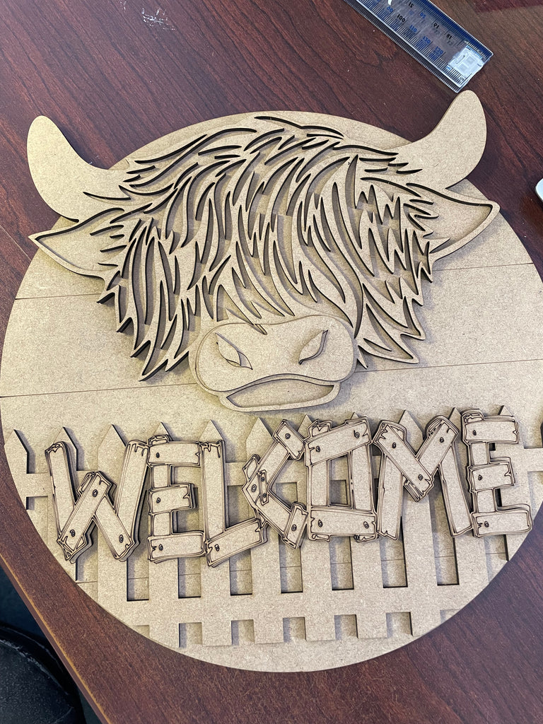 MDF Highland Cow Plaque – Glitzcraft