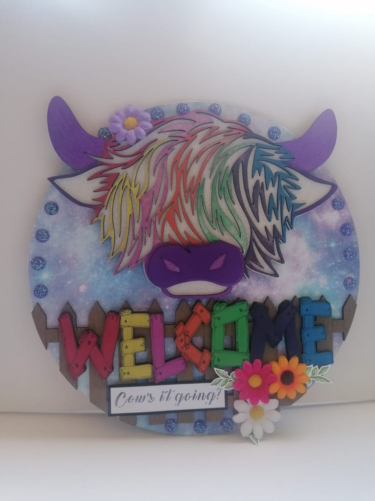 MDF Highland Cow Plaque – Glitzcraft