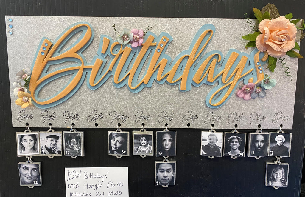 MDF Stunning Birthday Reminder w/ 24 photo frames and rings – Glitzcraft
