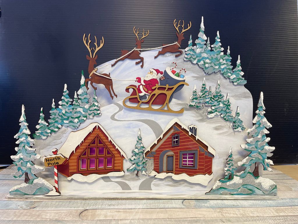 MDF Santa Sleigh Scene – Glitzcraft