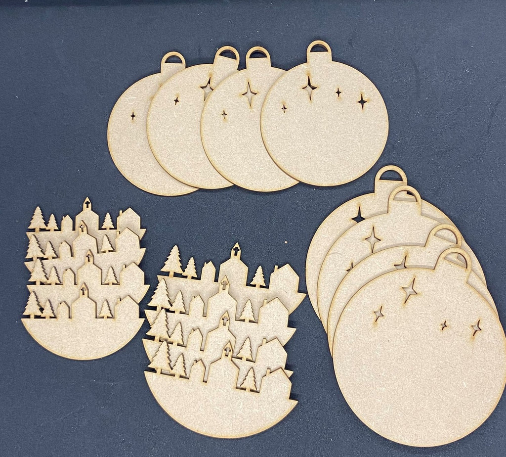 MDF 8 Pack Christmas Baubles - 3D Skyline – Glitzcraft